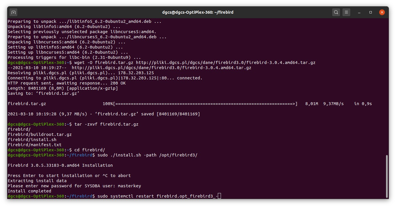 Linux - Instalacja Firebird 3 oraz Firebird 2.5 - DGCS S. A.